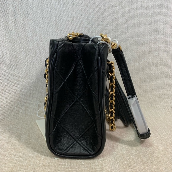 Tory Burch | Bags | Tory Burch Black Leather Mini Fleming Soft Chain Tote | Poshmark